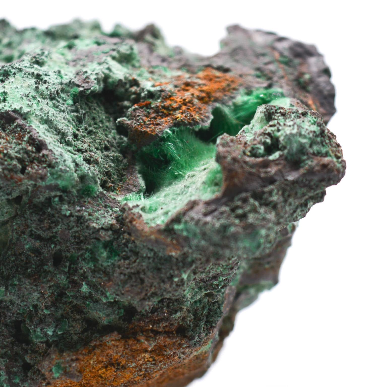 Malachite et halloysite, mine de Chessy, Rhône.