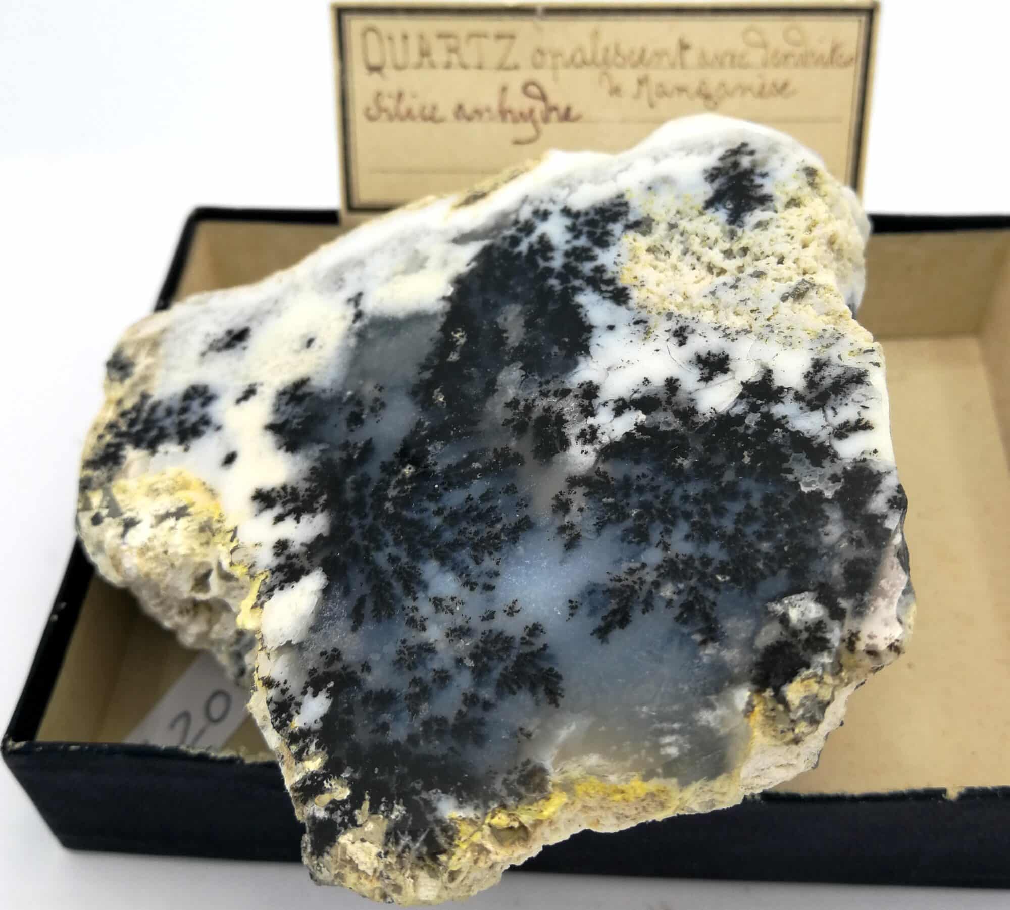 Quartz opalescent avec dendrites de Manganèse, Brésil.